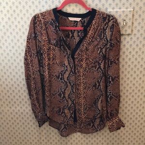 Rebecca Taylor | Tops | Rebecca Taylor Python Print Henley Silk Blouse ...